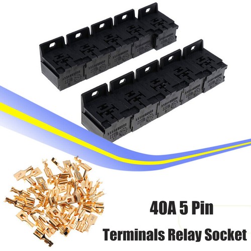 10pcs Car 40A 5 Pin Terminals Relay Socket Connector Bracket Terminal ...