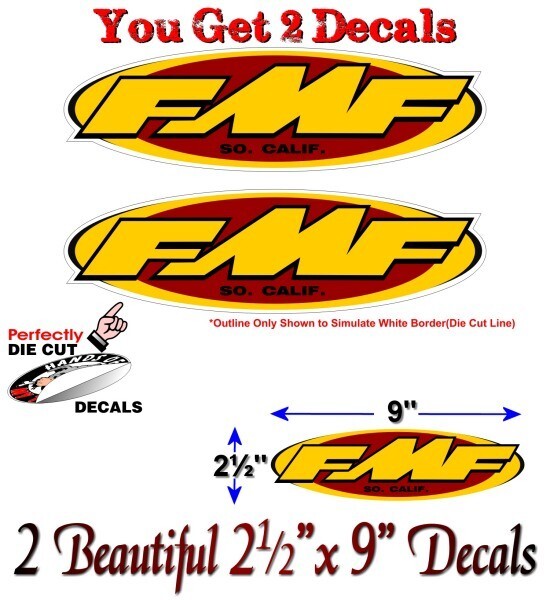 2 FMF Racing 9" Vinyl Decals Exhaust Pipes Motocross Motorcycle ATV ...