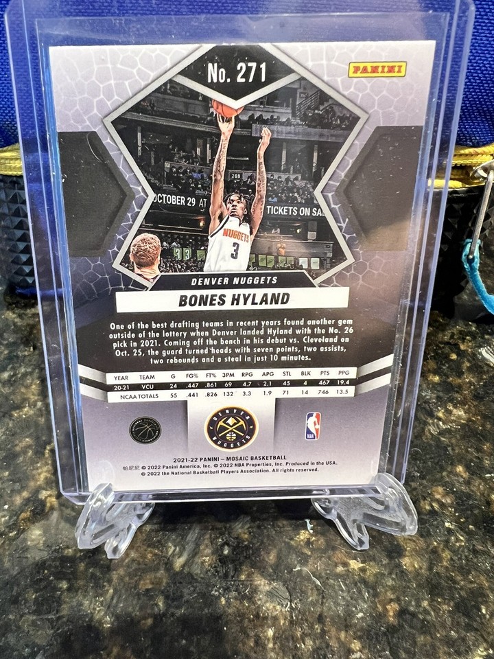 Bones Hyland 2021-22 Panini Mosaic NBA Debut RC #271 Denver Nuggets ...