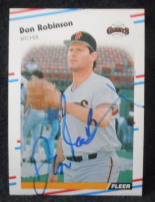 1988 Don Robinson Fleer card #95 In-Person AUTOGRAPH.....San Fransisco ...