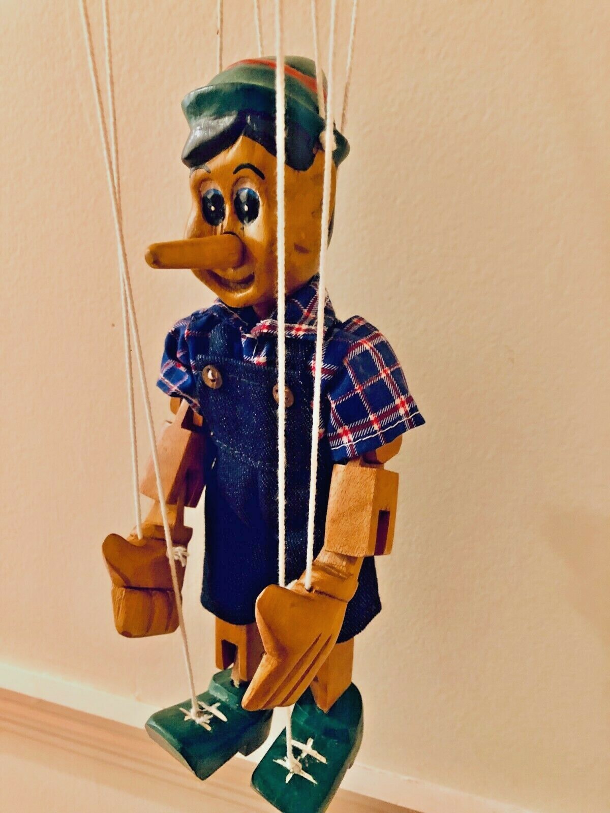 Hand Carved / Painted Wooden Pinocchio Thailand String Marionette ...