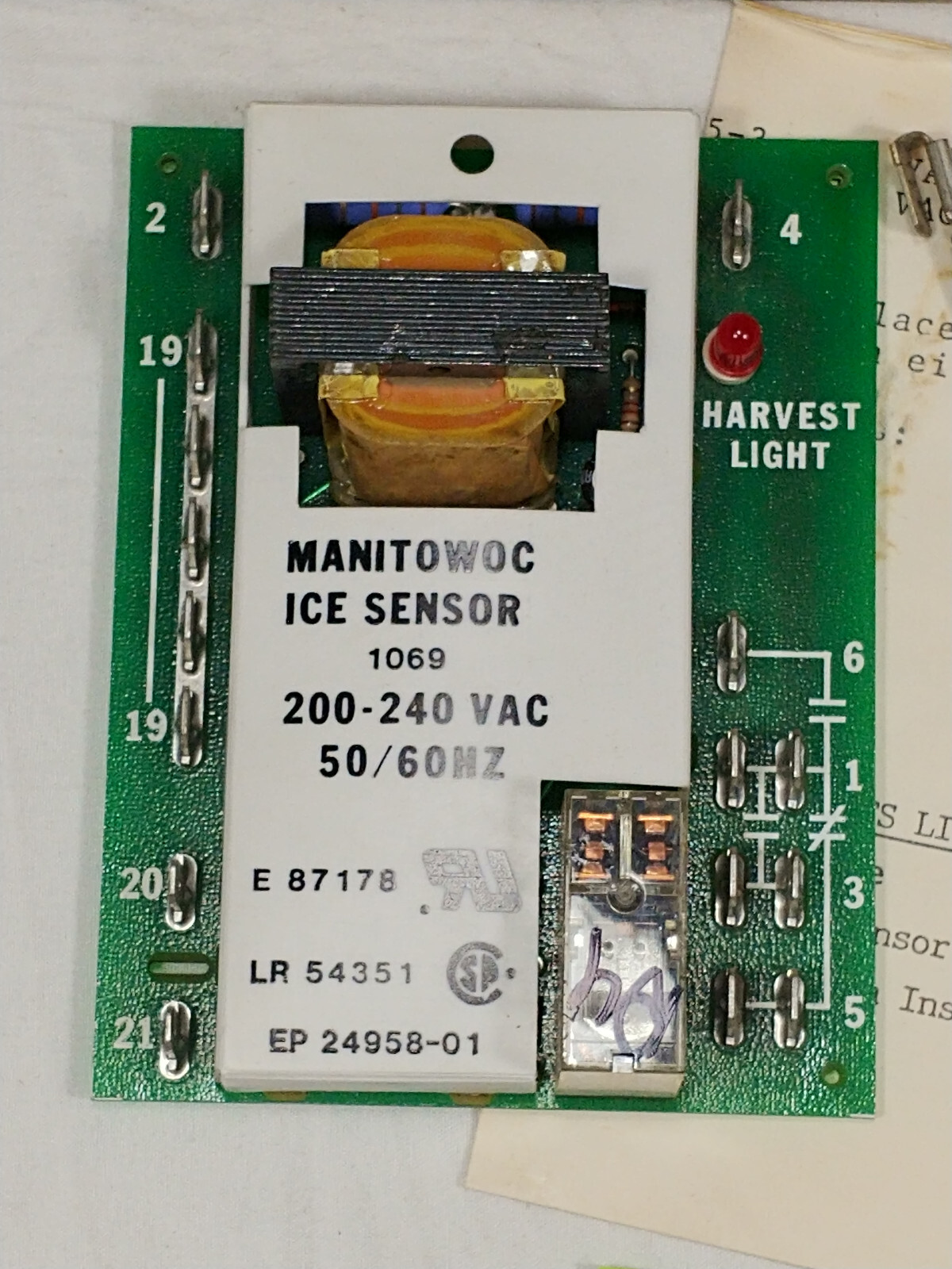Manitowoc Ice Sensor P/N 1069 200-240V 50/60HZ for Ice Maker Model ...