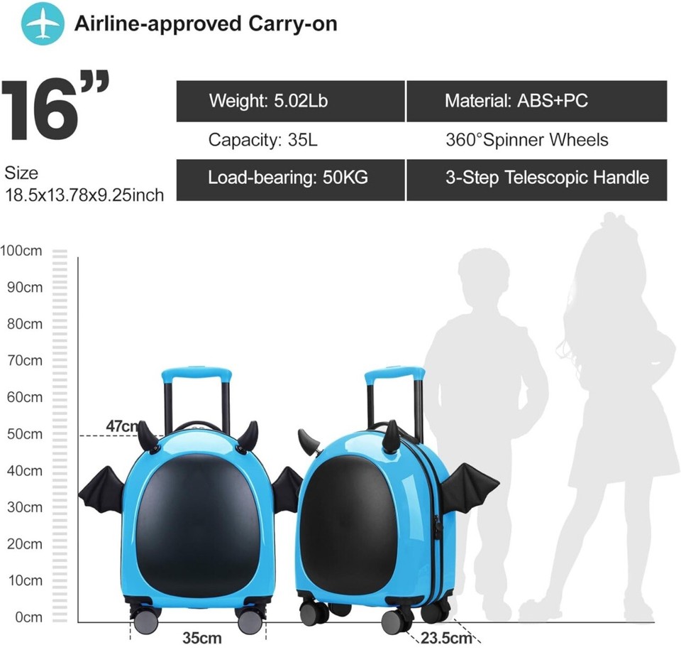 Carry on Suitcase 16 Inch Hardside Carry on Luggage Small Suitcase with ...