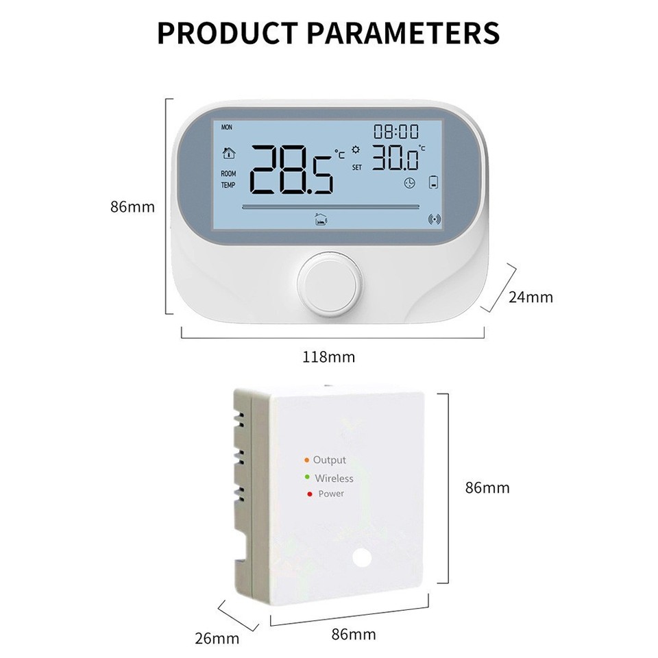 RF Wireless Boiler Thermostat with Programmable Settings for Tuya Smart ...