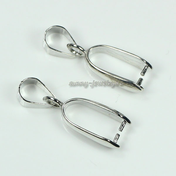 50pcs 24x7mm Large Pendant Pinch Bails Connectors Silver/Dull Silver ...