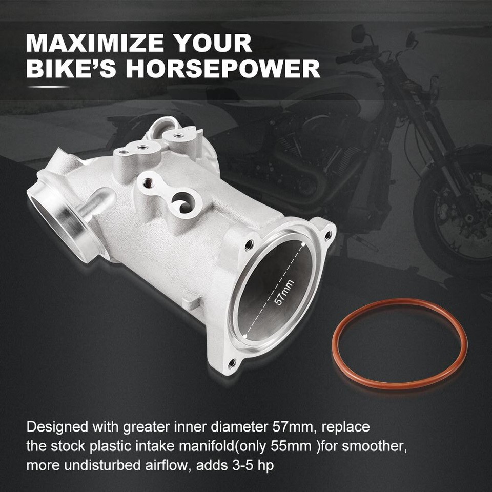 57mm Air Intake for 55mm Stock Manifold M8 For Harley Touring Electra ...