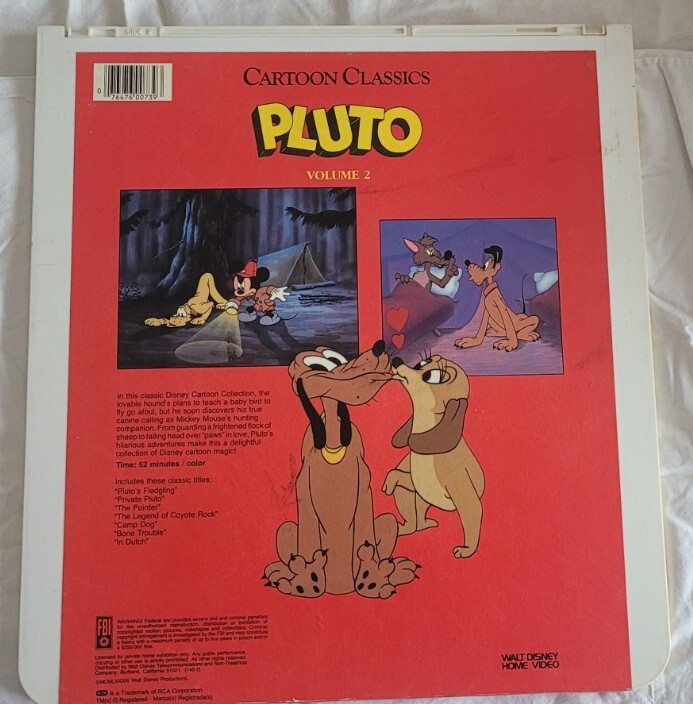 Walt Disney Cartoon Classics Pluto RCA SelectaVision VideoDisc Laser ...