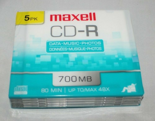 Maxwell CD-R 5 PK 700 MB 80 min Data Music Photos Compact Disc ...