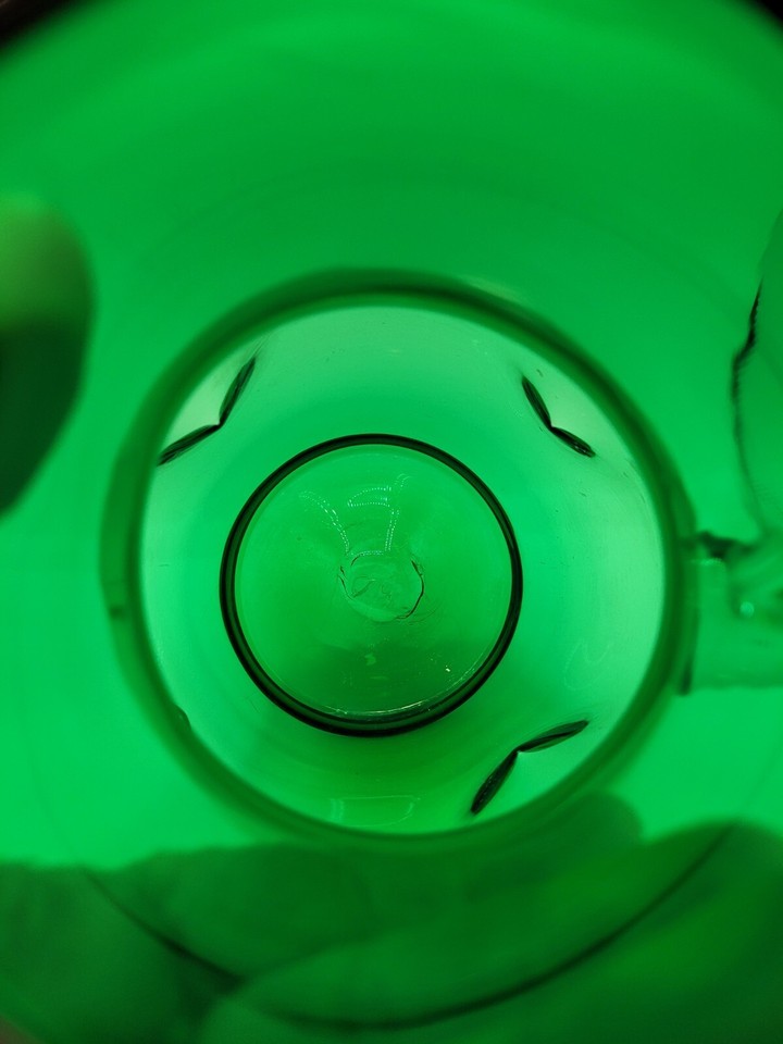 Bischoff #311 Pitcher Glass Dimpled Emerald Green Crystal Handle | eBay