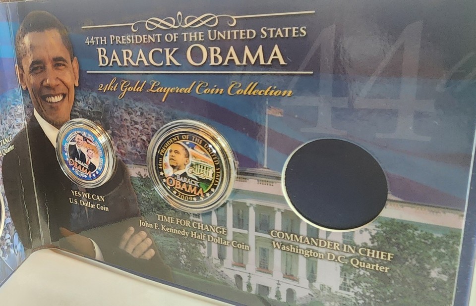 Barack Obama 44th President Set of 4 Colorized American Mint Coins ...
