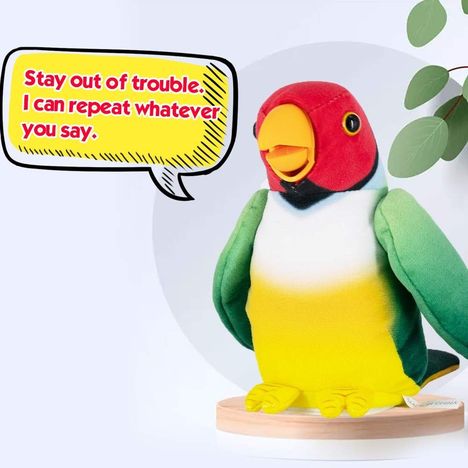 Interactive Talking Plush Parrot Stuffed Animal - Voice Activated ...