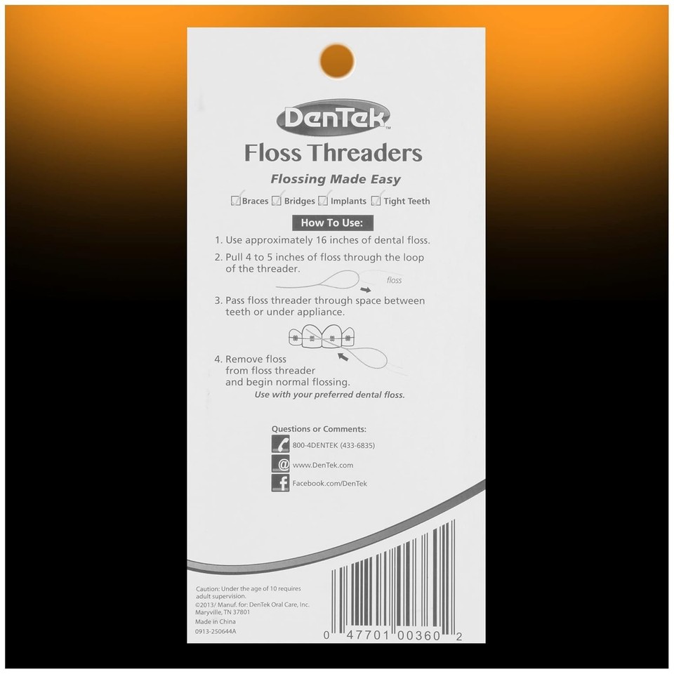 DenTek Floss Threaders for Braces, Bridges, Implants | 50 Count ...