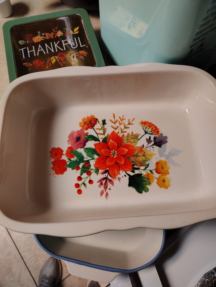 NEW ~ Pioneer Woman Merry Meadows 2-Piece Rectangular Holiday Bakeware ...