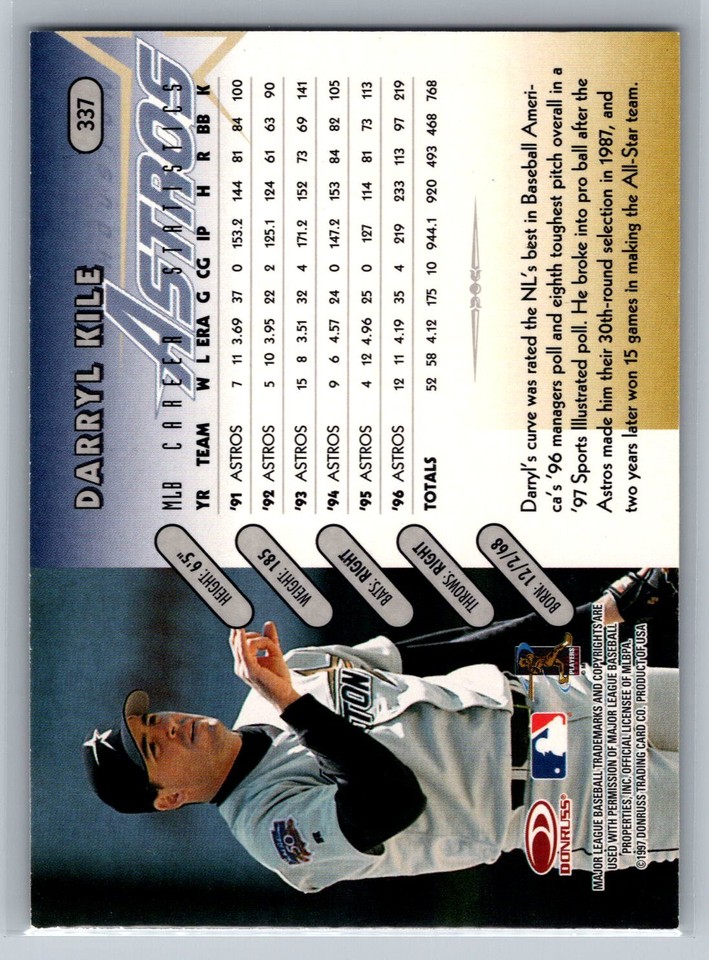 Darryl Kile 1997 Donruss BASEBALL #337 Houston Astros | eBay