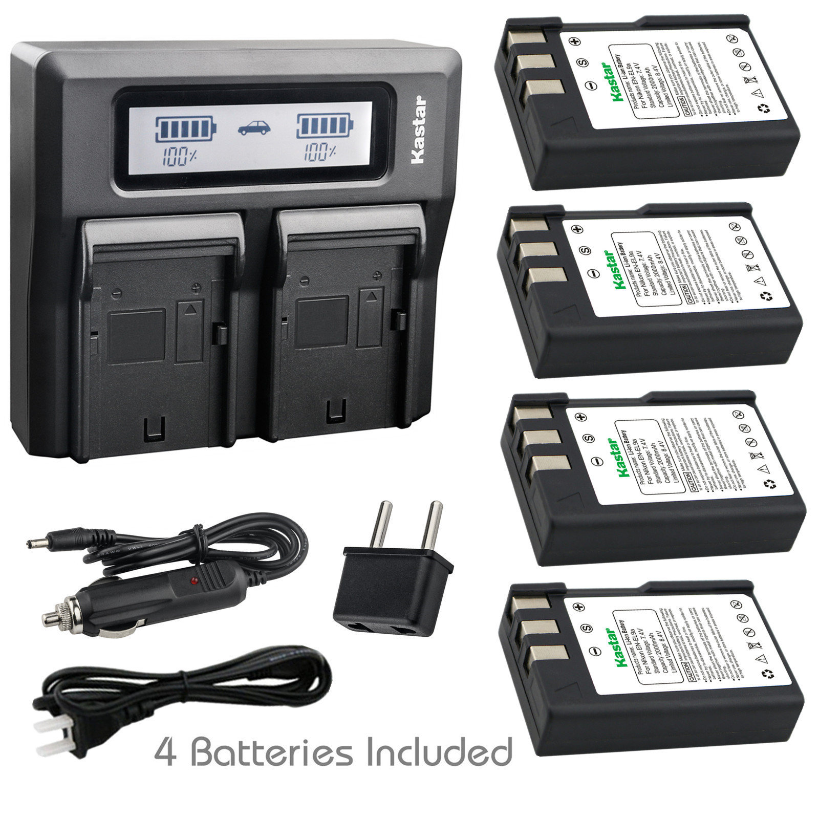 Kastar Battery Dual LCD Fast Charger for Nikon D3000 D5000 Camera Grip ...