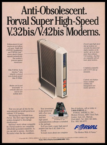 1991 Forval Super High-speed V.32bis/v42bis Modems PRINT AD Retro ...