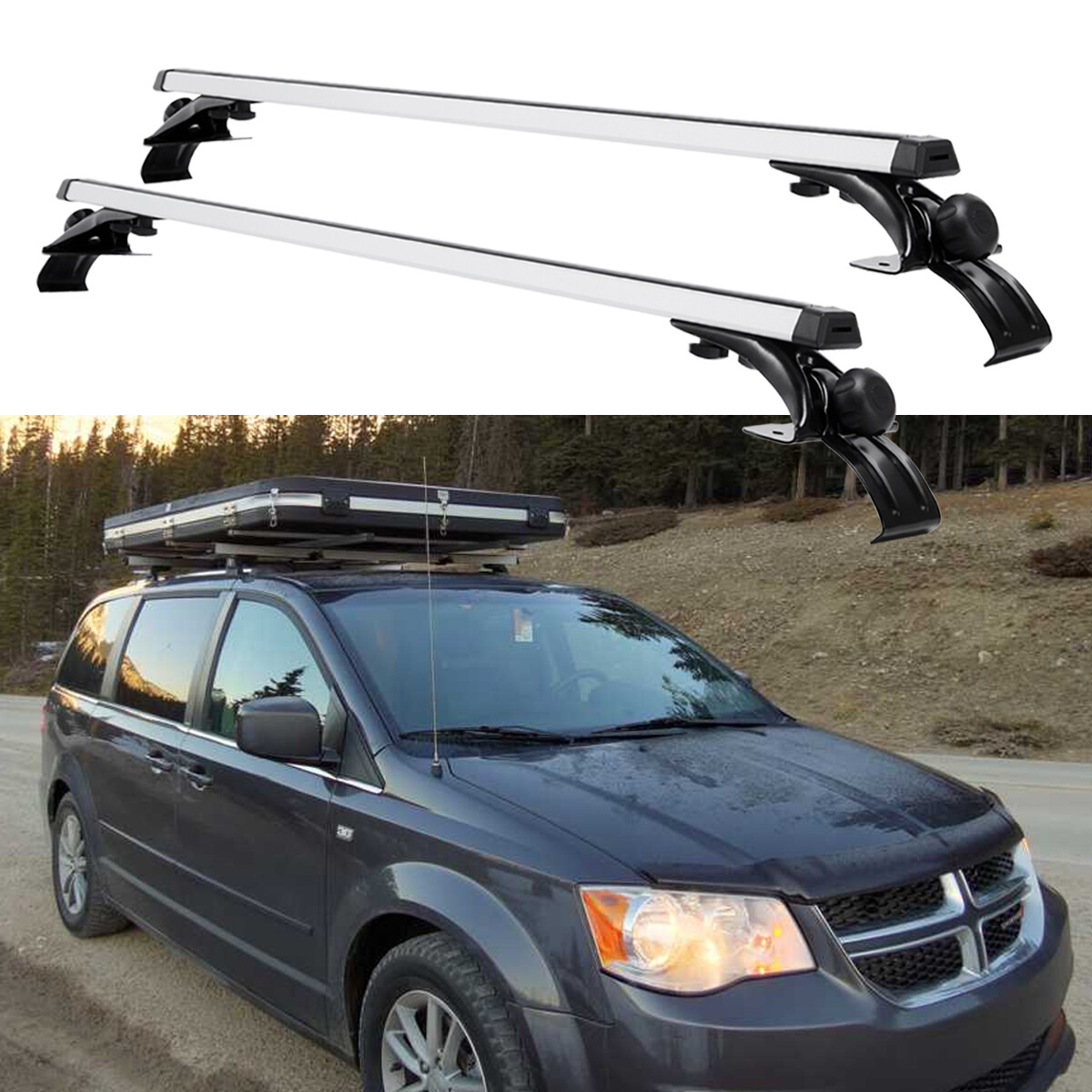 For Dodge Grand Caravan Bare Roof Rack Cross Bars Luggage Kayak Cargo ...
