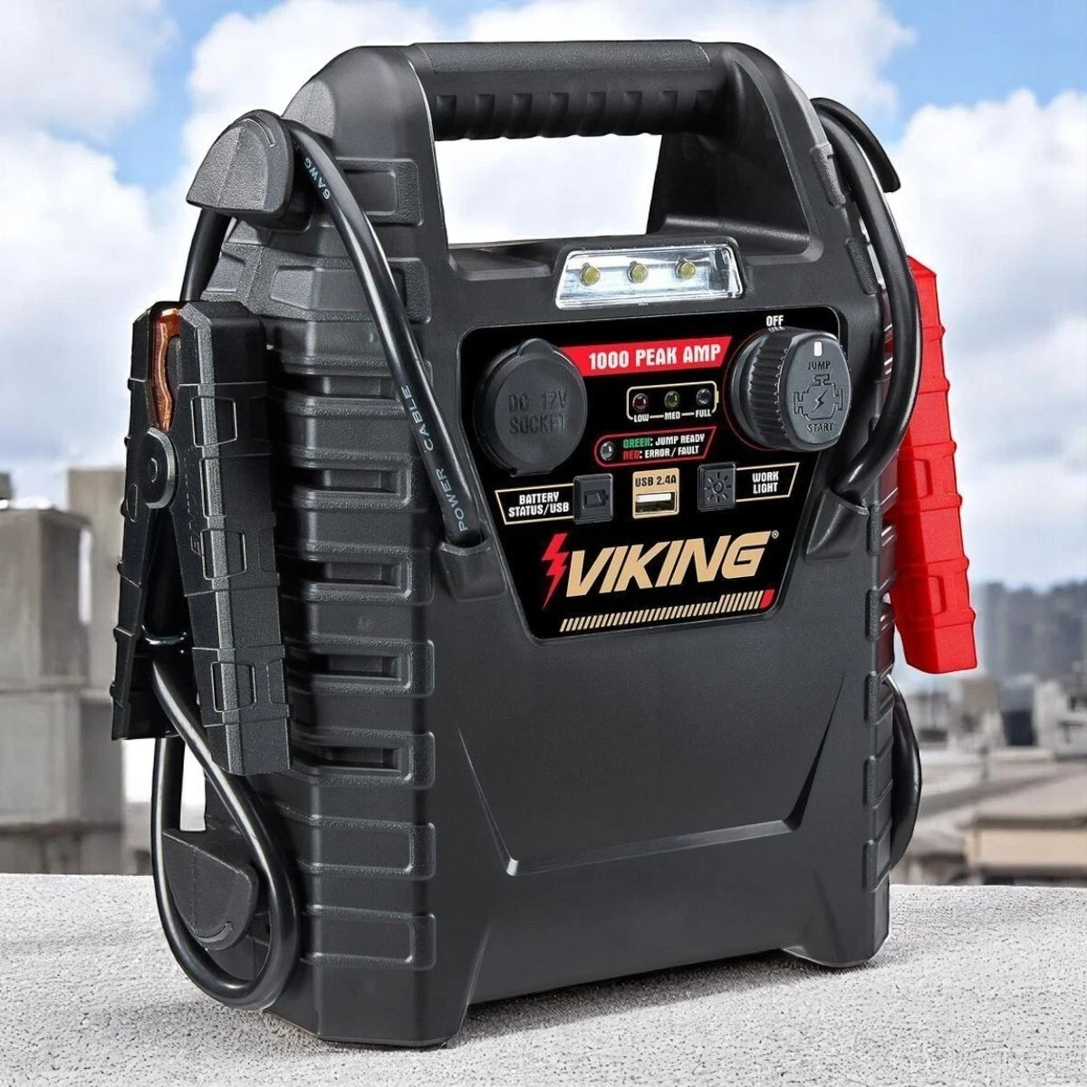 1000 Peak Amp Lead-Acid Multifunction Car Jump Starter Power Pack Air ...