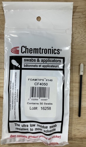 Chemtronics CF4050 Foamtip Swab, 2.87" Length, 0.5" Tip, 50 Count Bag ...