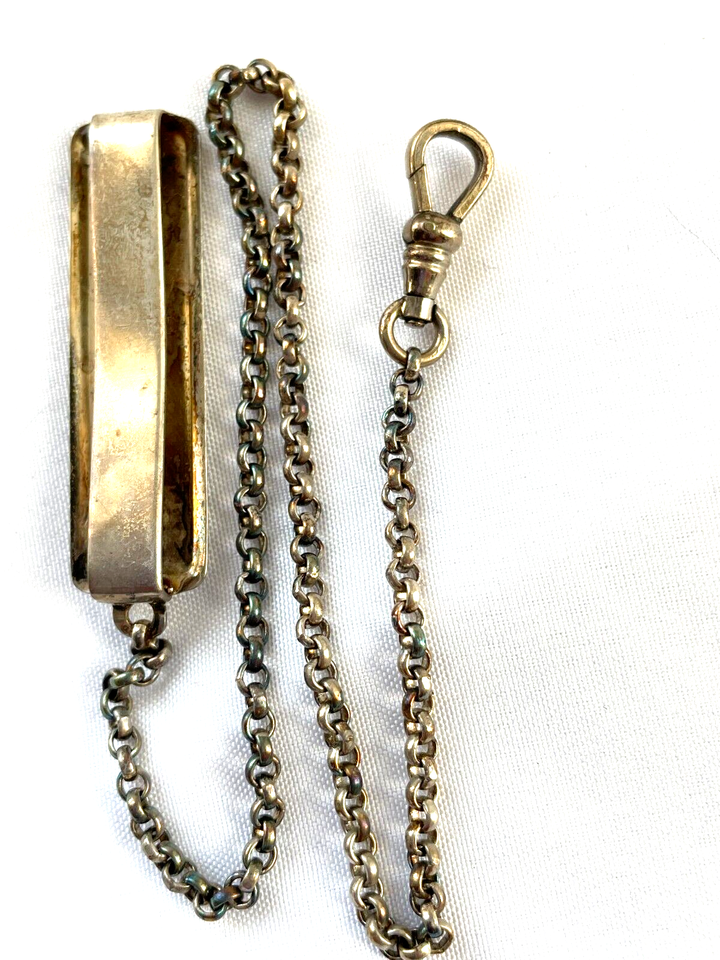 VINTAGE ANTIQUE STERLING SILVER ART DECO MENS BELT LOOP WATCH CHAIN | eBay