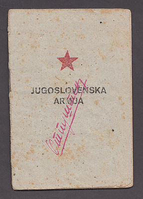 YUGOSLAVIA - MILITARY BOOK issued on 19-10-1944 during WWII PARTISAN ...