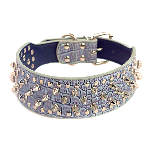 Spiked Studded PU Leather Dog Collar Pit Bull BLACK L XL FOR LARGE ...