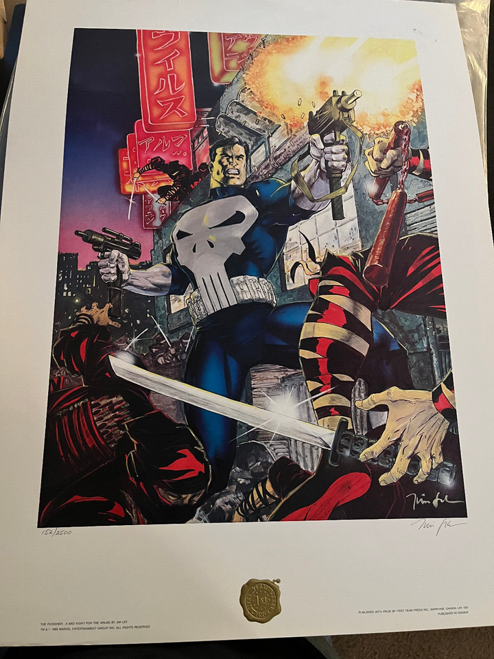 PUNISHER JIM LEE HAND SIGNED FTP MARVEL LITHOGRAPH 17 x 19 LIMITED ...