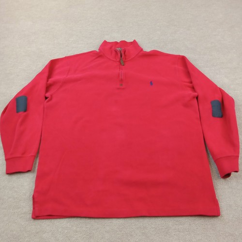 Polo Ralph Lauren Sweater Mens LT Tall Red Mock Neck 1/4 Zip Elbow ...