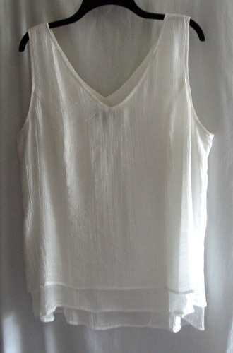 AB STUDIO White LAYERED Look CRINKLE Texture TANK Top Sz XL | eBay