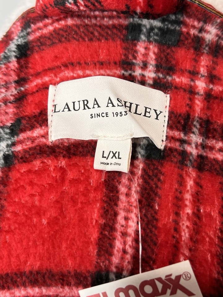 Laura Ashley ** NEW ** Women's Red Black White Plaid Tie Midi So Soft ...