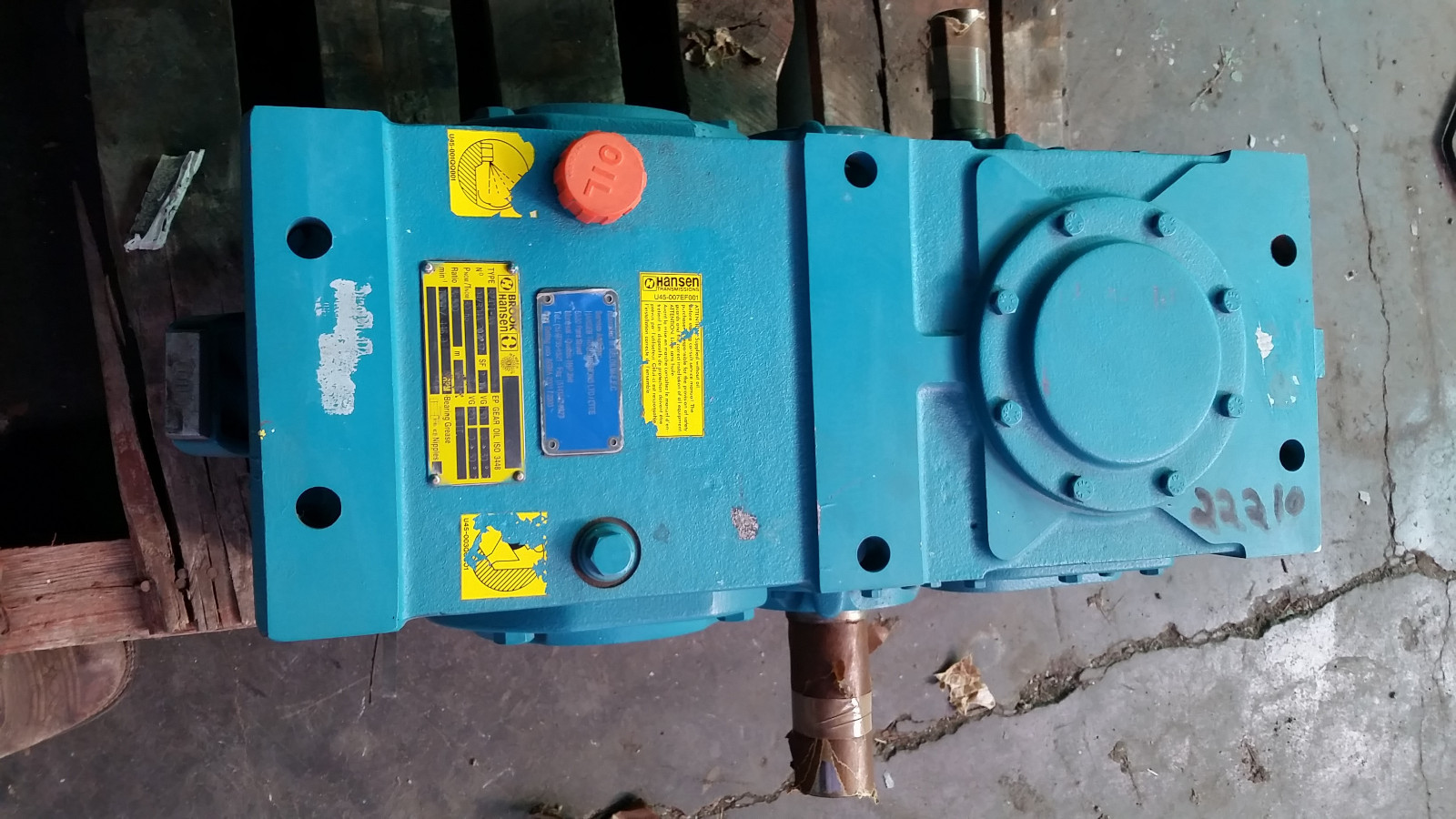 Brook Hansen Gear Box RZA11-AN, 80HP 446.9 RPM No. - 94 / R04A 202237 ...