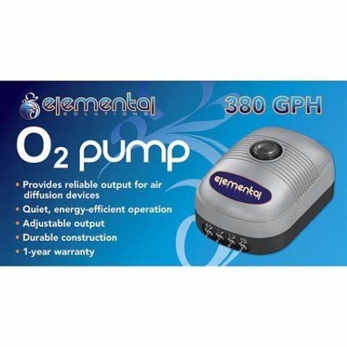 Elemental Solutions O2 Air Pump 380 GPH NEW 8 Outlet - Pond Aquarium ...
