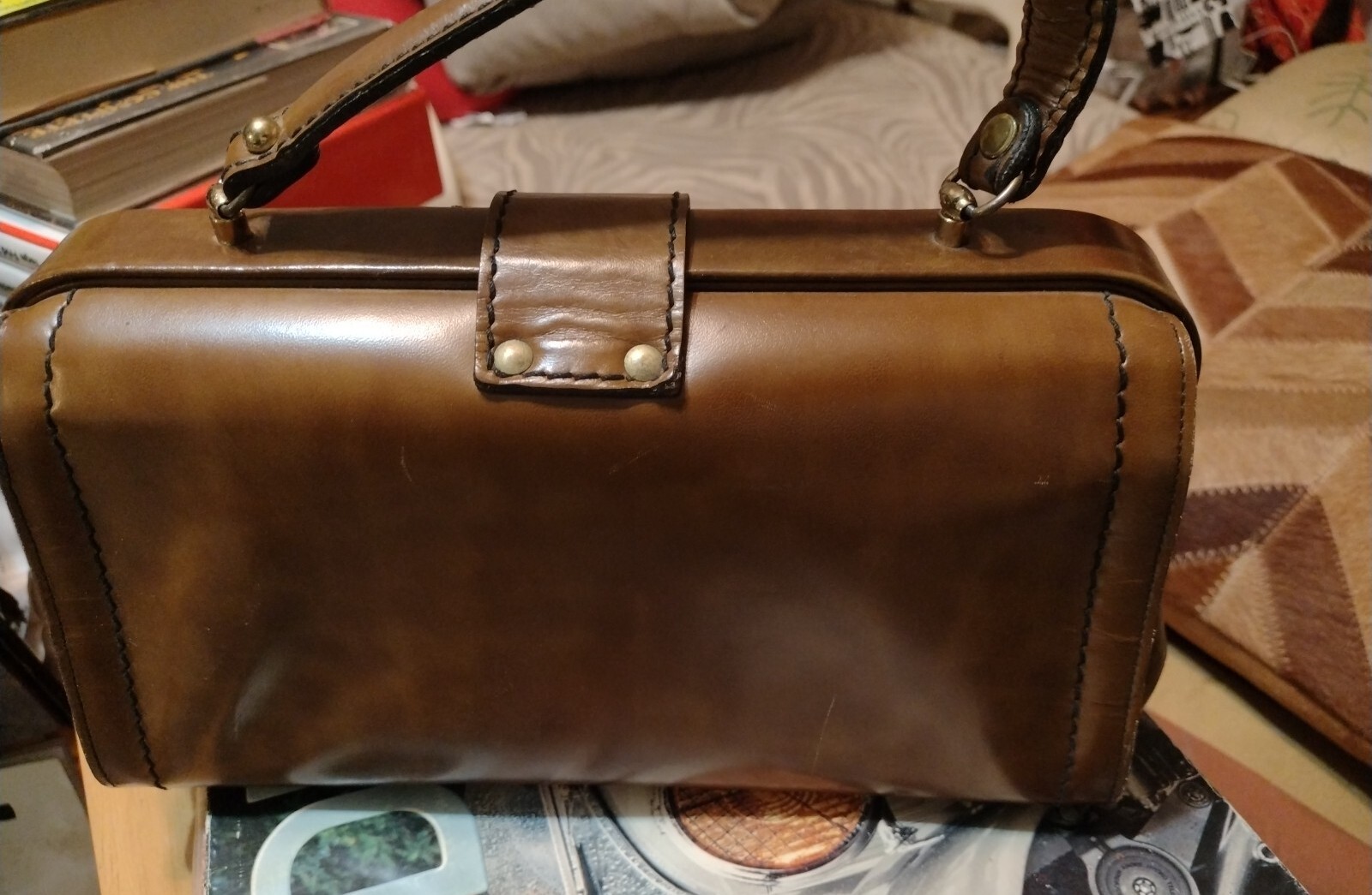 Vintage Ronay Brown Leather Doctors Bag Style Handbag Arm USA | eBay