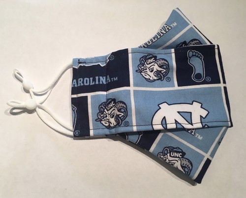 Homemade NCAA UNC Tar Heels 100% Cotton Fabric Reusable Face Mask FREE ...