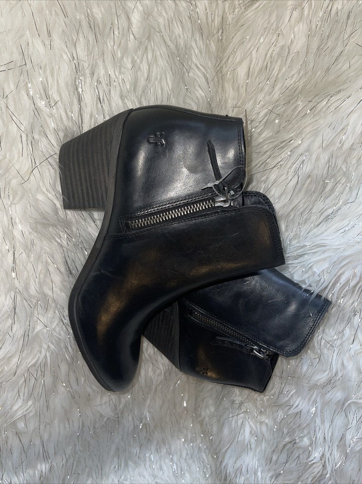 FRYE Women’s Boots Judith Double Zip Ankle Bootie Black Leather Size 9 ...