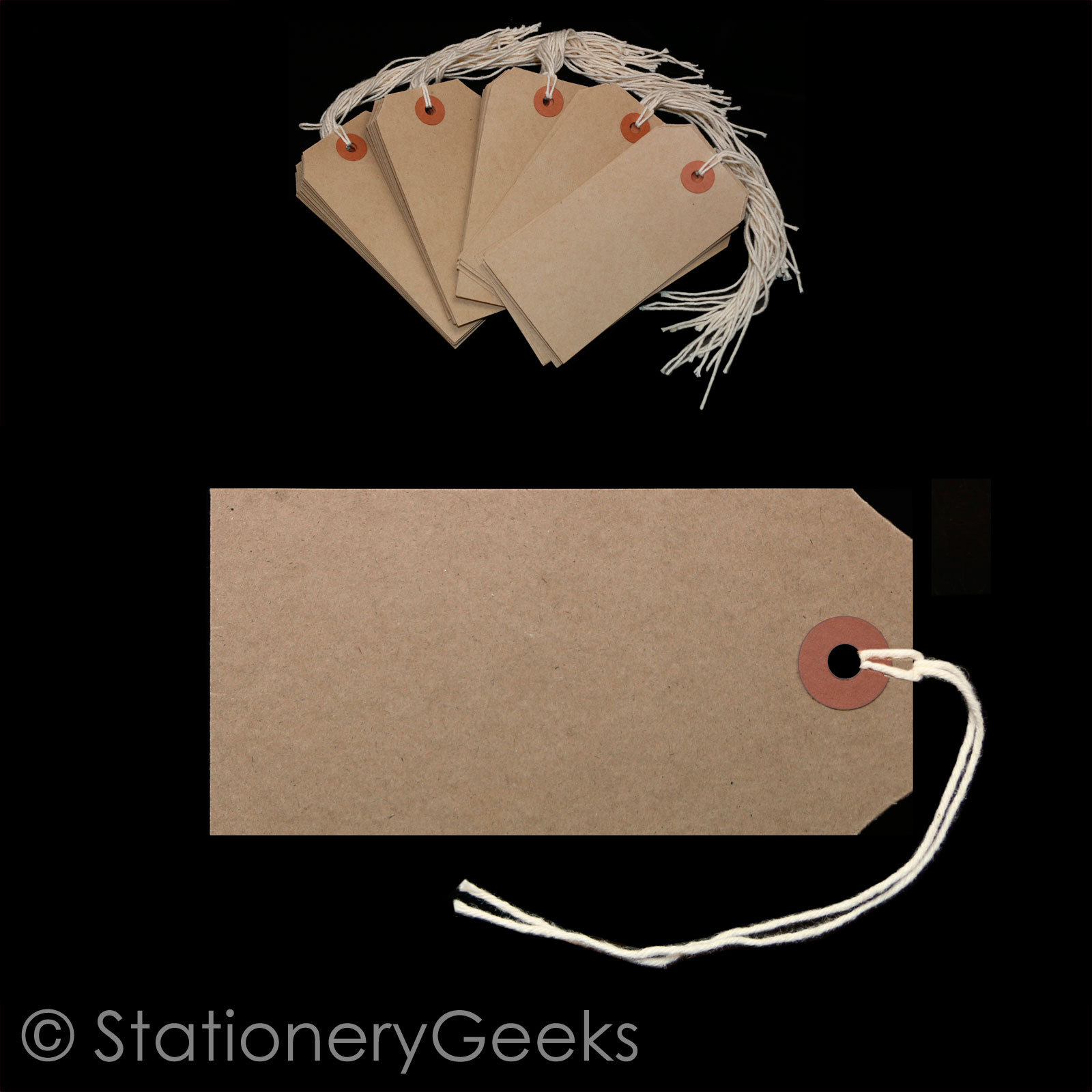 50 Strung Reinforced Tags 108mm x 54mm Luggage Labels Tag String Buff ...