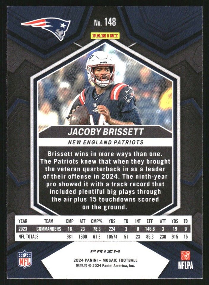 2024 Panini Mosaic Mosaic Reactive Blue #148 Jacoby Brissett | eBay