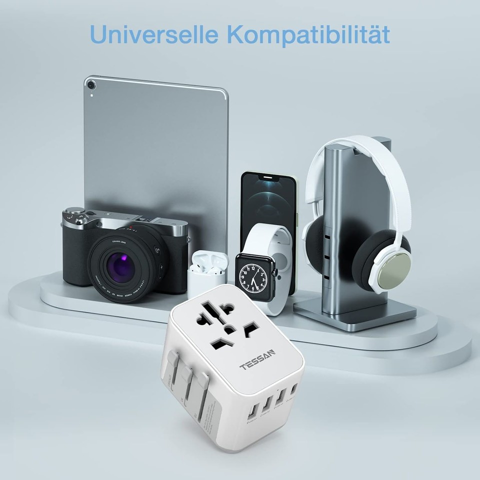 Universal Reisestecker 1AC Steckdose Weltweit mit 4 USB für EU US UK ...