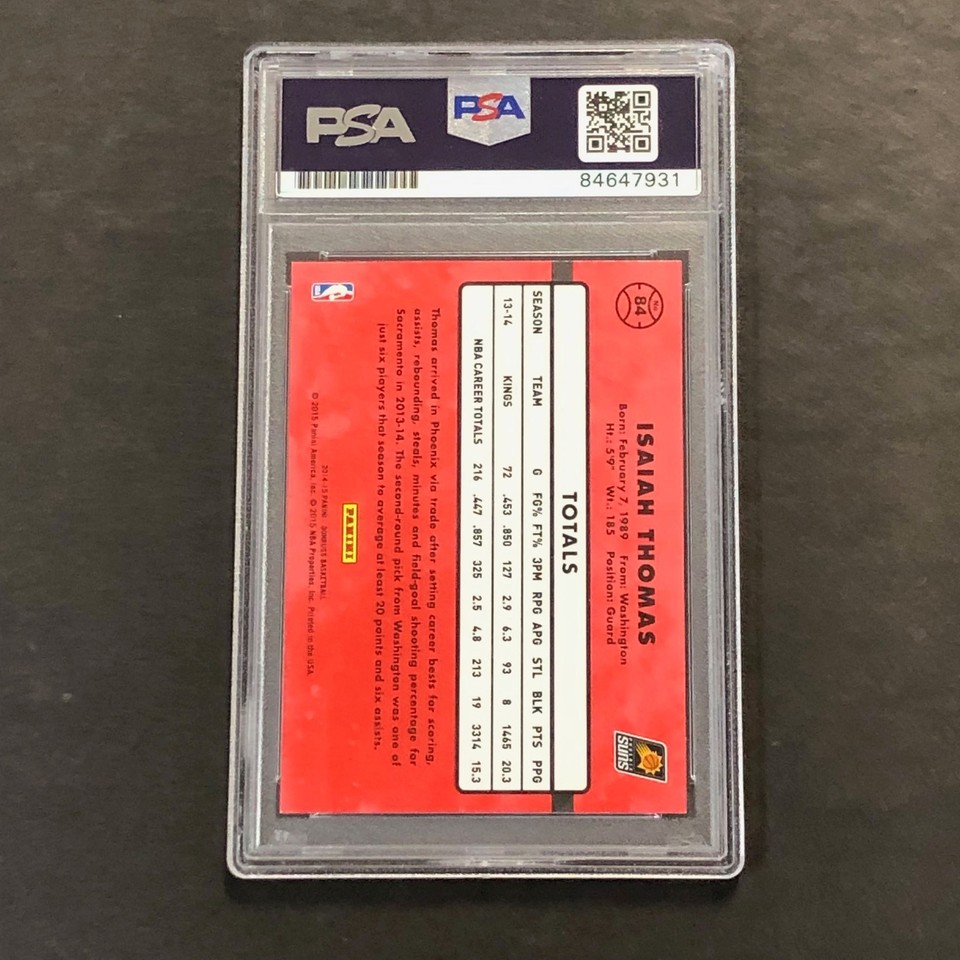 2014-15 Panini Donruss #84 Isaiah Thomas Signed Card AUTO Grade 10 PSA ...