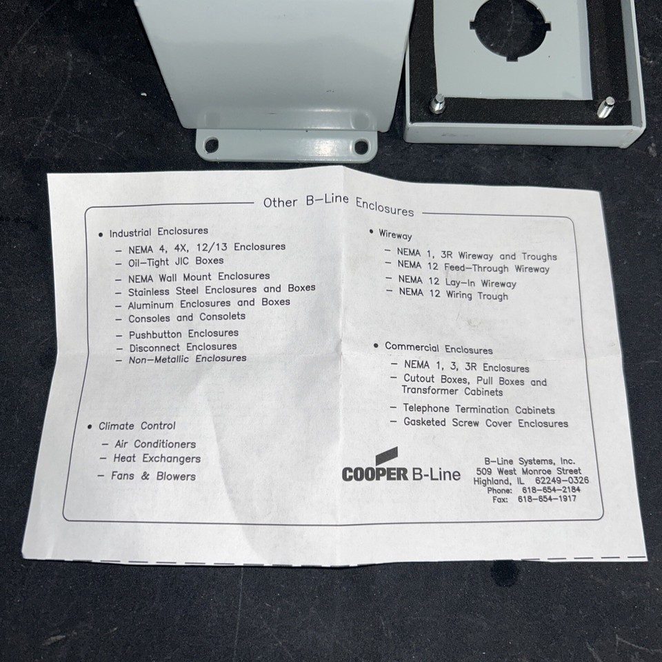 Cooper B-Line Industrial Control Panel Enclosure Type 12 & 13 ( See ...