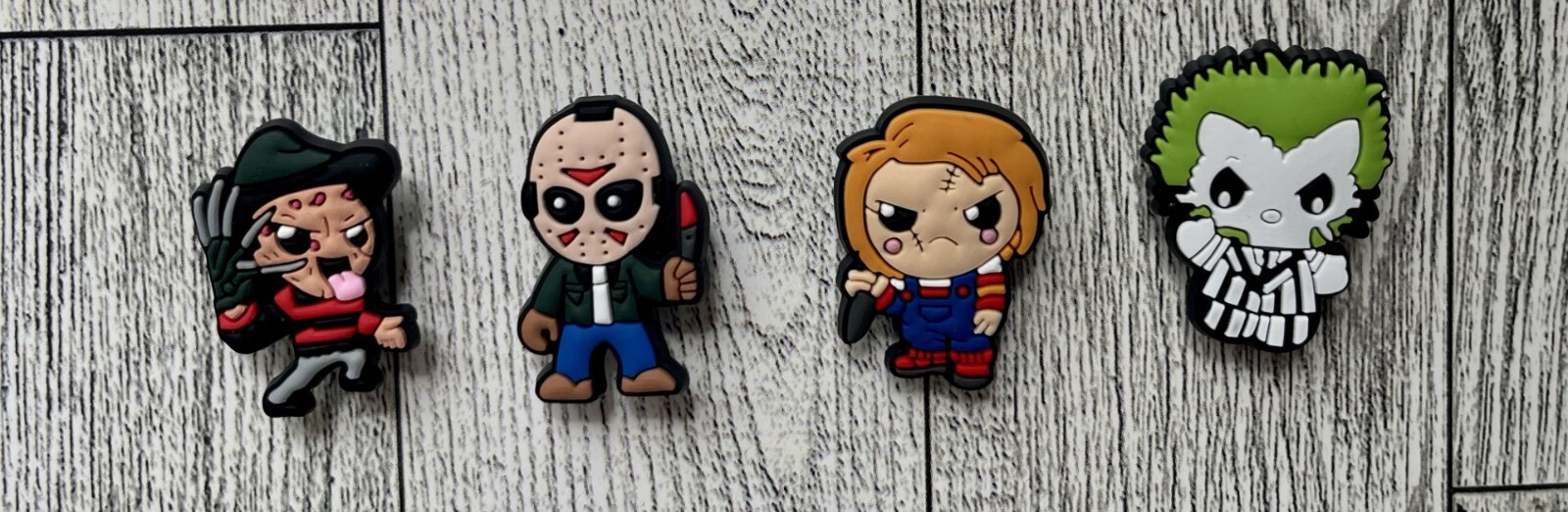 Set of 4 Horror Freddy, Jason, Chucky, Beetlejuice Charms compatible ...