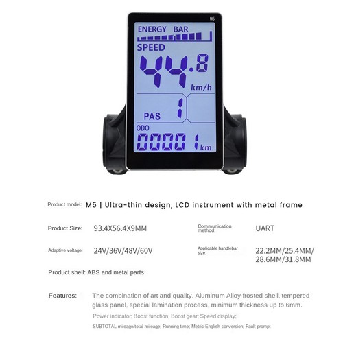 M5 Electric Bike LCD Display Meter 24V 36V 48V 60V E Scooter LCD ...