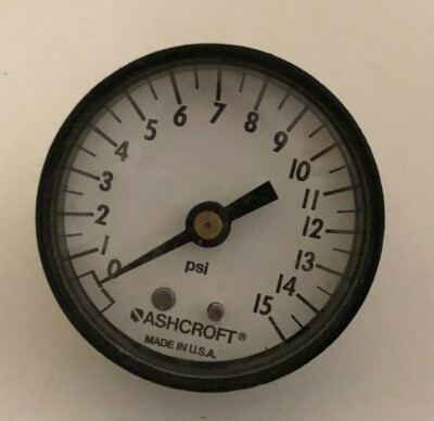 Ashcroft Pressure Gauge 2" Back Mount 0/15 PSI USA made 1/8" - 10 ...
