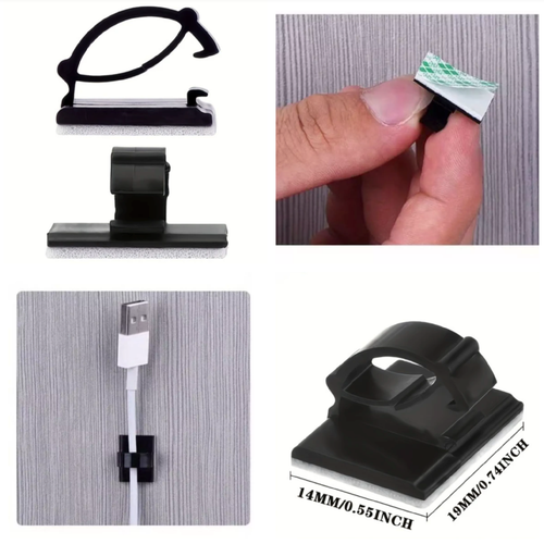 Self Adhesive Cable Wire Clips Stays Holders Brackets USB Lightning ...