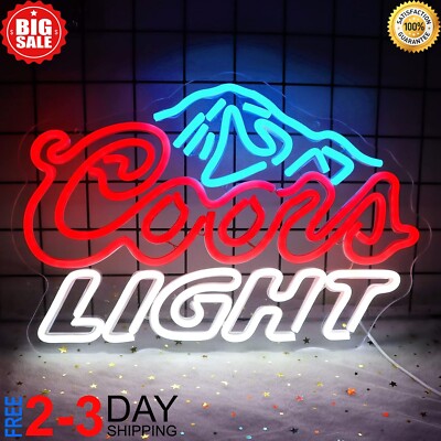 LED Neon Beer Sign Man Cave Home Bar Wall Decor Light Up Mountain ...