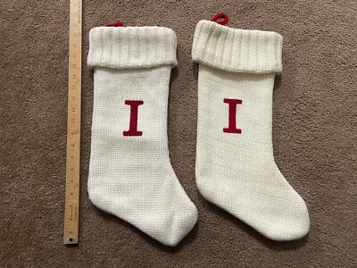 Wondershop Monogram Christmas Stocking Letter I Initial White Knit ...