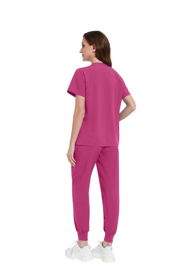 Summer Hot Red Medical Nursing Scrub Uniform Set Men Women V-Neck ...