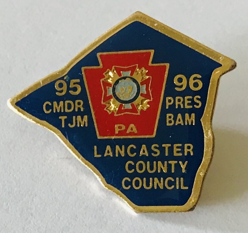 Lancaster County Council 1996 President VFW Military Pin Badge Rare ...