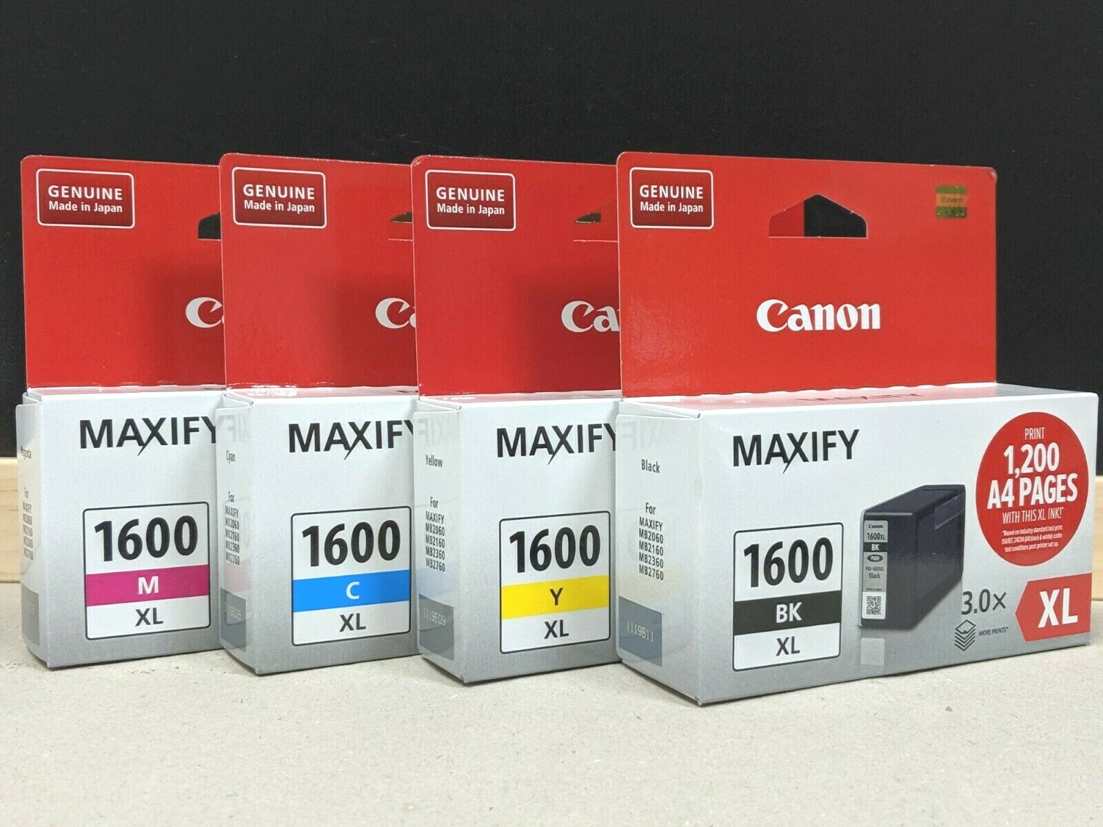 Canon GENUINE MAXIFY 1600 PGI-1600XL C M Y BK Inkjet Ink Cartridge ...