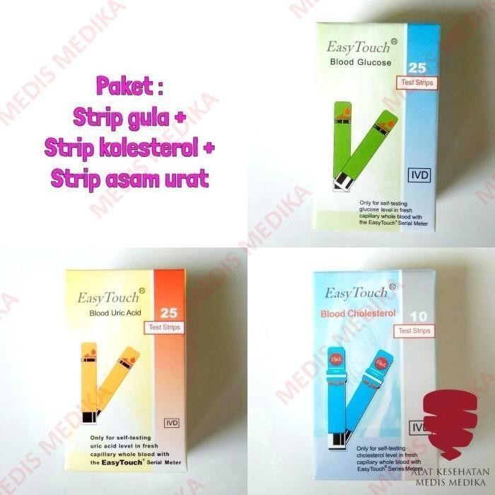 EasyTouch GCU Test Strips Refill Set Glucose Cholesterol Uric Acid 3in1 ...